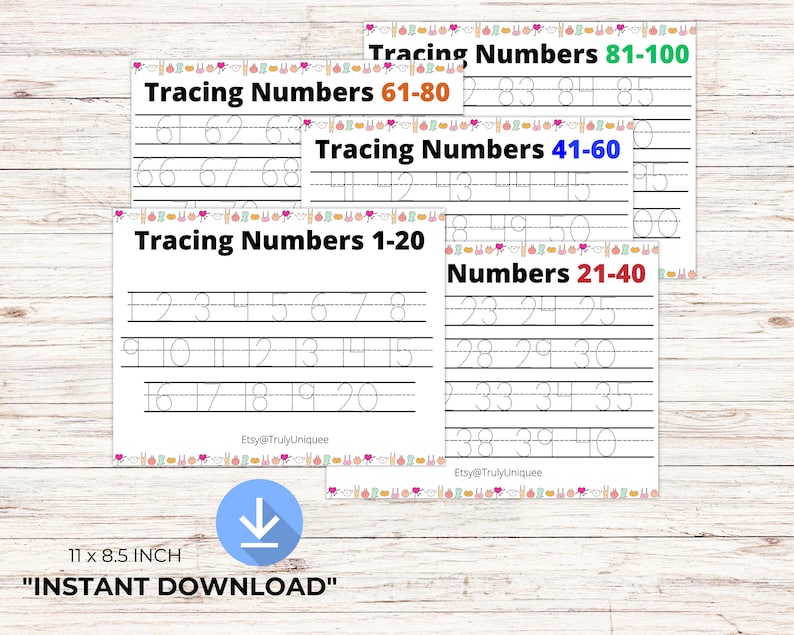 Tracing Numbers 1-100 Numbers Activities Sheet Trace Practice Page ...