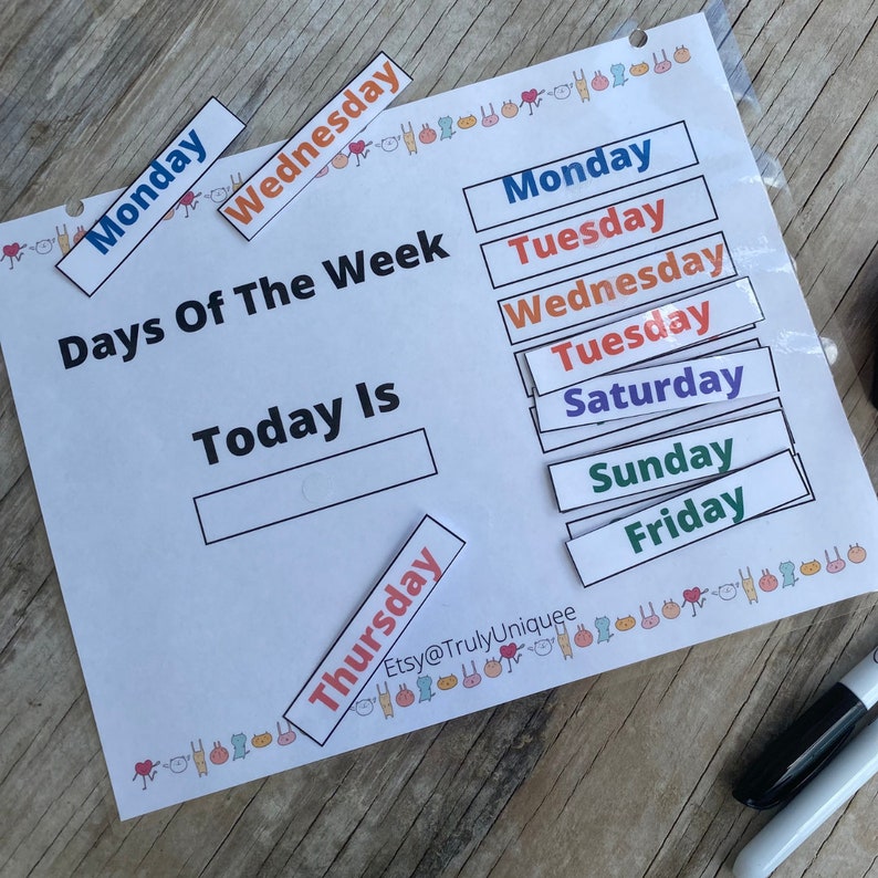 Days of the Week Activities Sheet Weekly Practice Page Preschool First ...