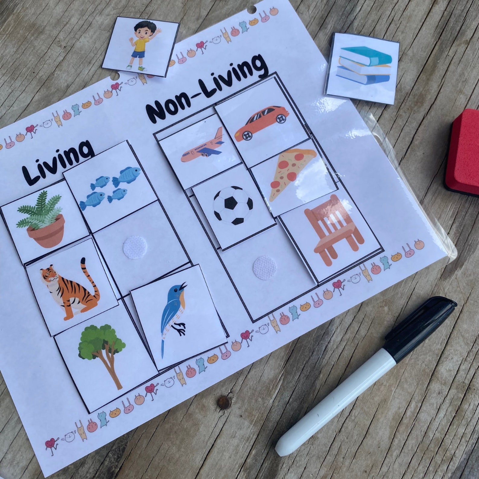 Sorting Living and Non-living Activities Sheet 5 Senses Practice Page ...