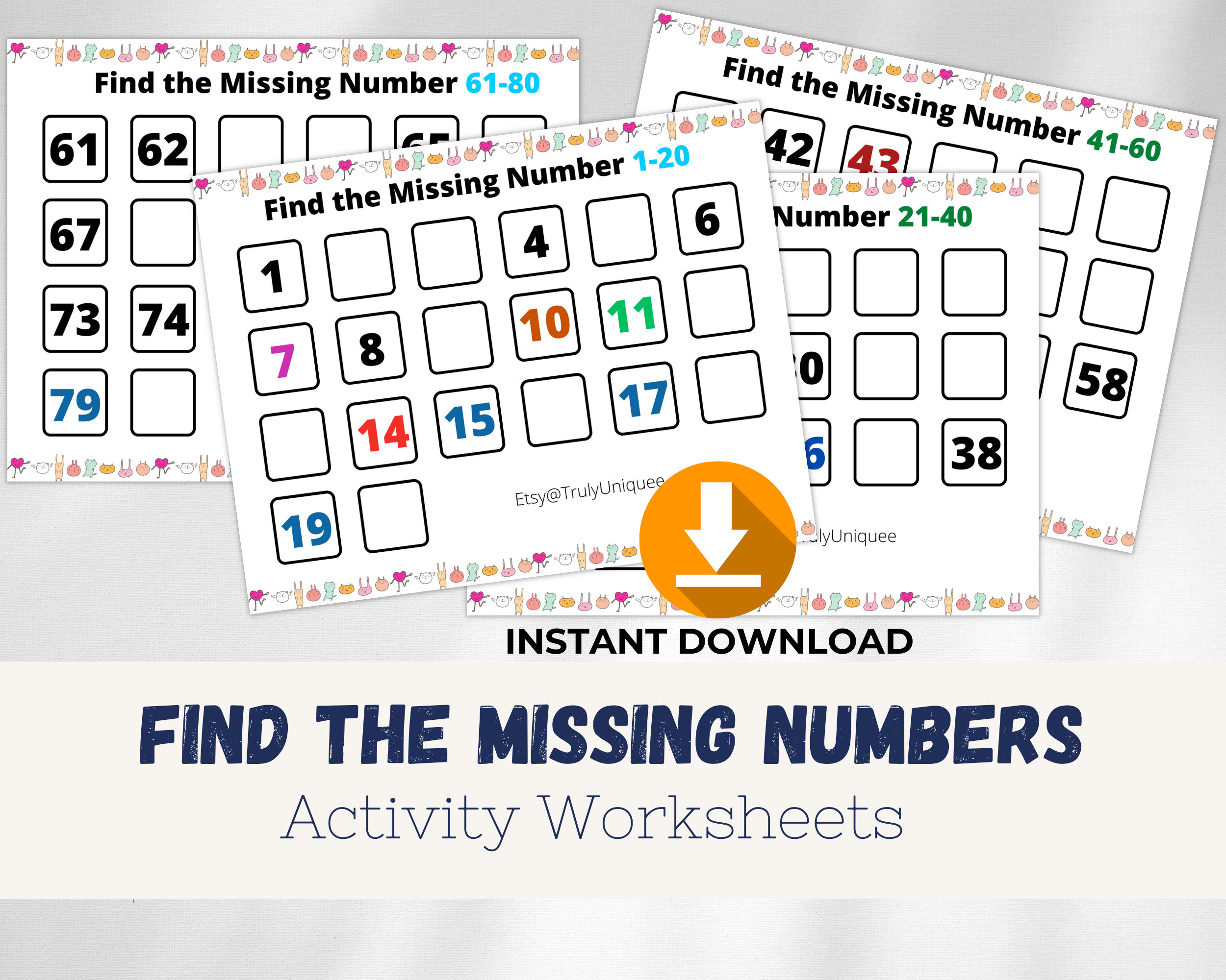 Missing Numbers 1-100 Missing Numbers Activities Sheet Practice Prek ...