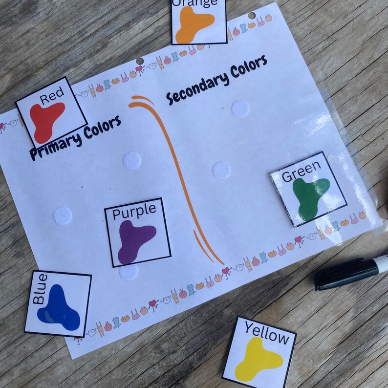 Primary and Secondary Colors Activities Sheet Practice Page - Etsy