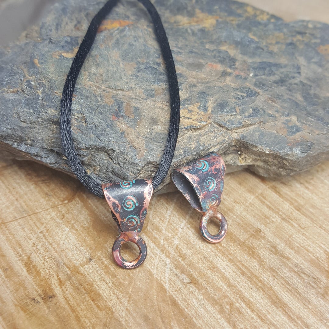Forged Copper Bail, Antique, Stamped, Oxidized, Handmade Component ...