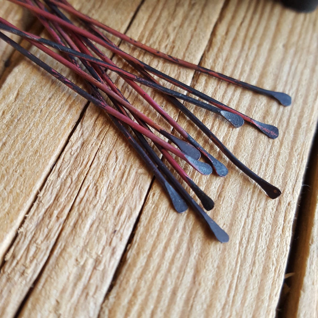 Hammered Headpins, Copper, Copper Jewelry Nail, Stem, Rustic Component ...