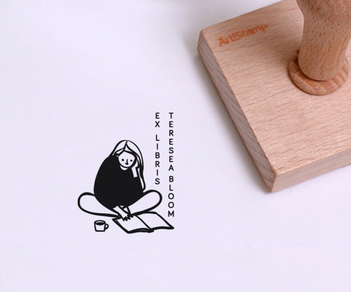 CUSTOM Bookplate Stamp / Wooden Rubber Stamp / Belongs to - Etsy