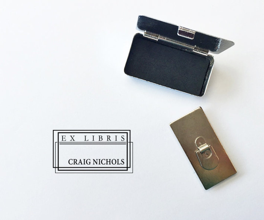 MODERN Bookplate Stamp for Him / Custom Pocket Stamp for Husband / Self ...