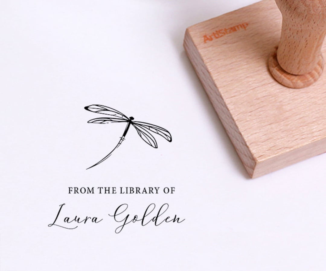 DRAGONFLY Exlibris Stamp, Book Stamp, Personalized Stamp, Custom Stamp ...