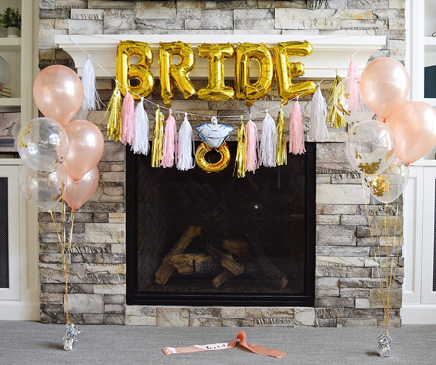 20 Piece Gold & Rose Gold Bridal Decorations || Bride to Be || Balloons ...