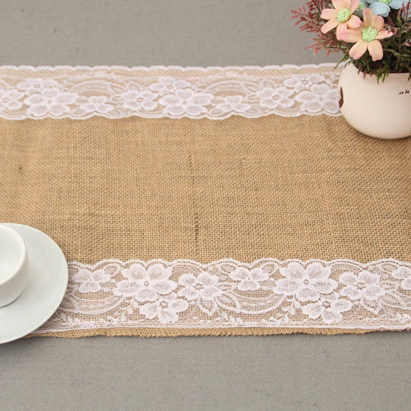 Burlap Lace Runner - Etsy