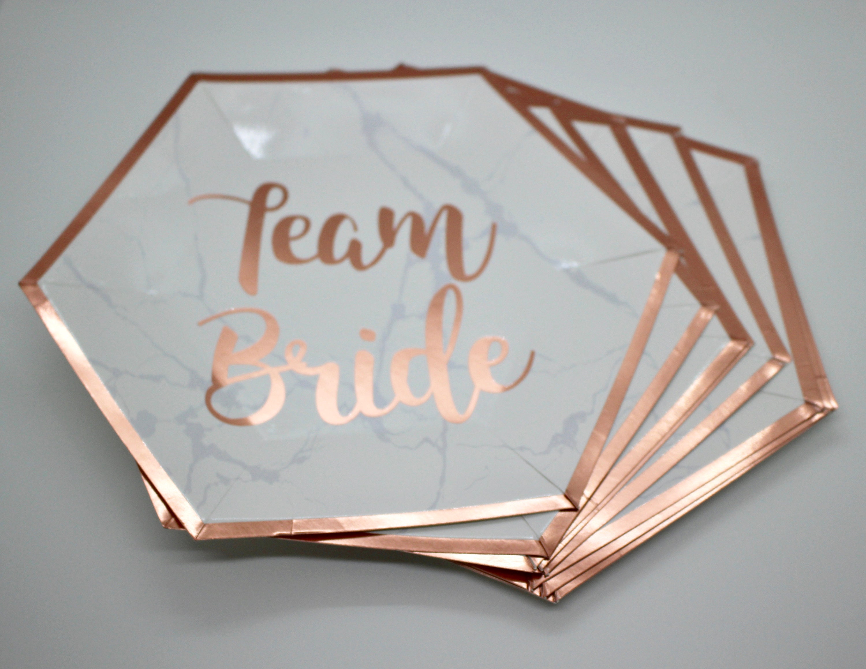 44 Piece Rose Gold Team Bride & Floral Paper Plate Set | Etsy