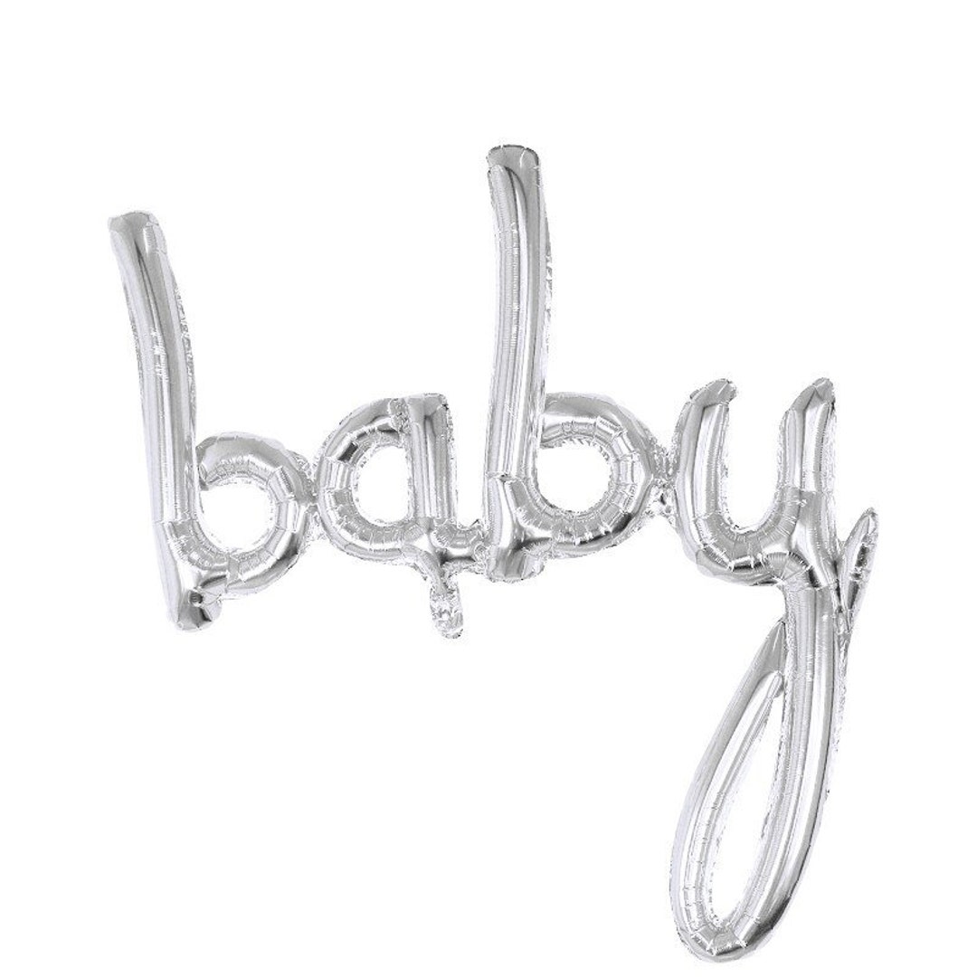 Oh BABY Balloon, Cursive Rose Gold, Silver or Baby Blue Girl Boy Letter ...
