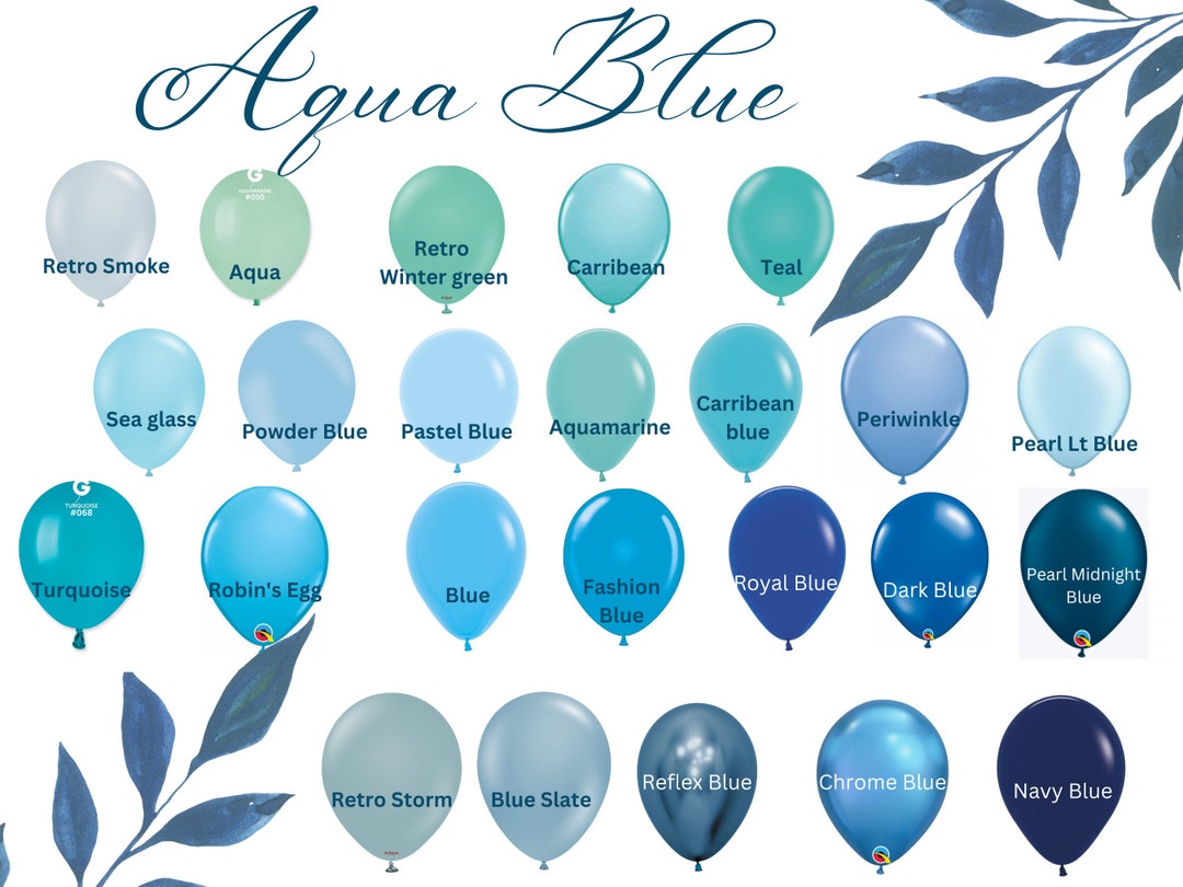 Aqua Blue Biodegradable Latex Balloons, 5", 11", 17" &24" Aqua Blue ...