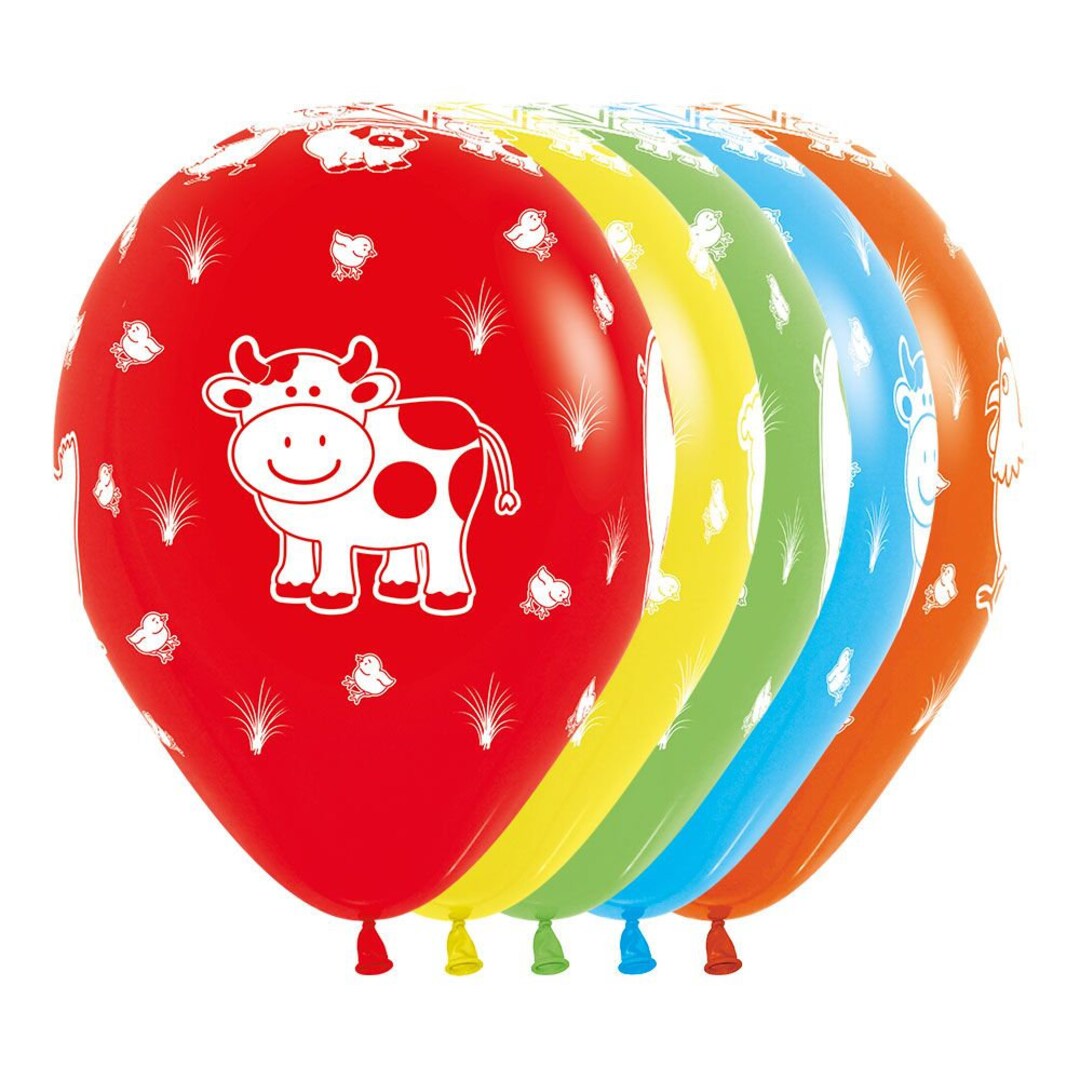Farm Barnyard Animals. Pig, Cow, Chicken, Sheep, Animal Balloons, Baby ...