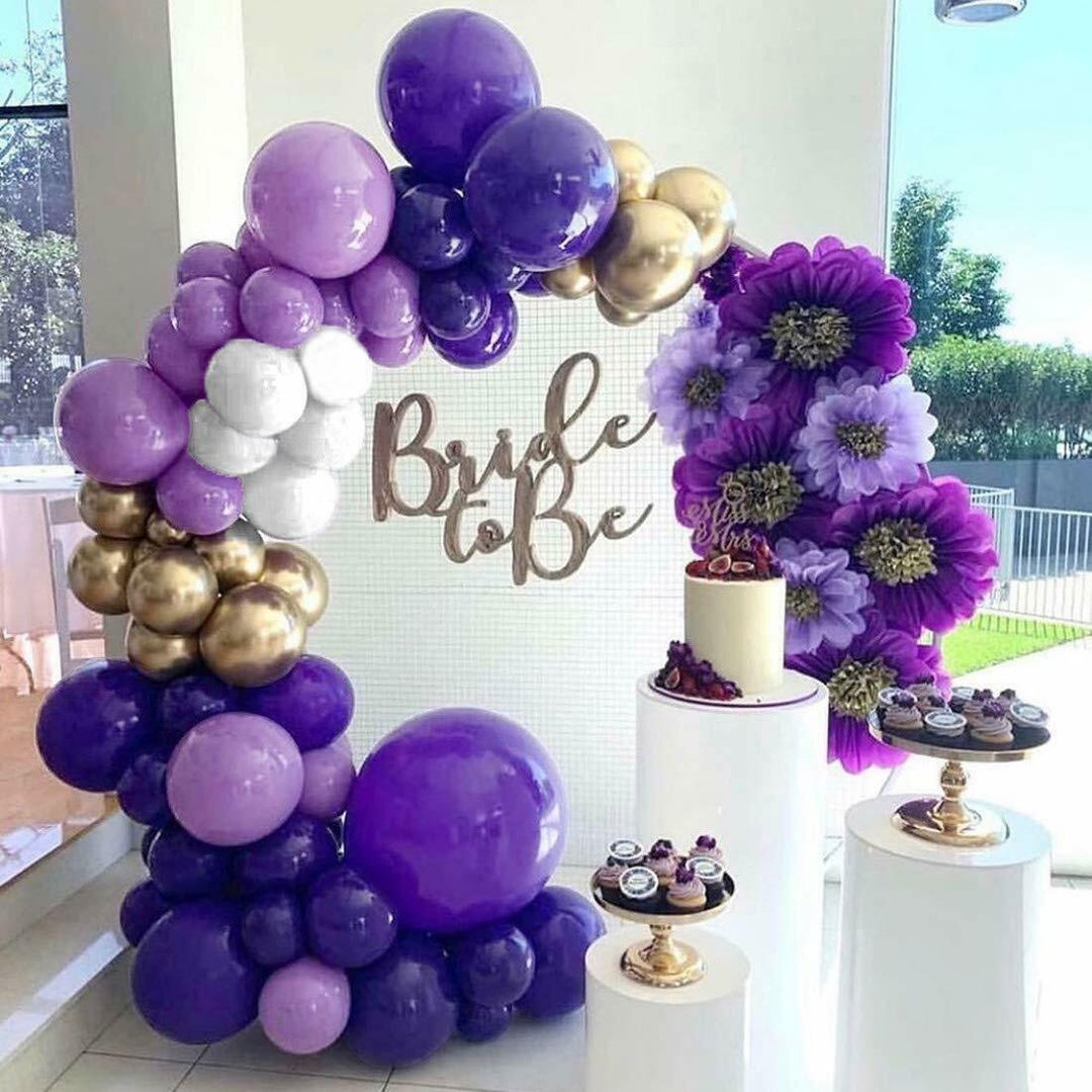 Purple Violet Pink Gold Periwinkle White Balloon Garland, Balloons ...