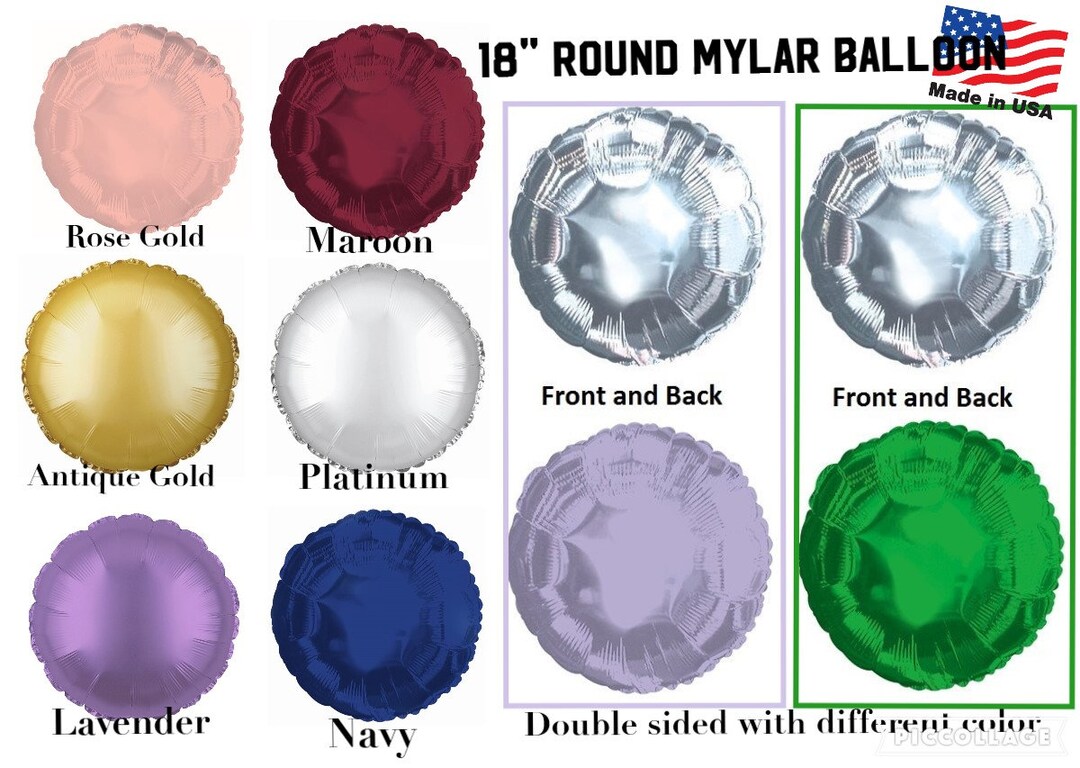 18" Round Circle Foil Mylar Balloons, Made in USA, Round Balloons ...