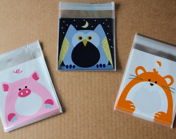 Animal Owl Pig & Squirrel Kawaii Cello Cookie Bag Self | Etsy