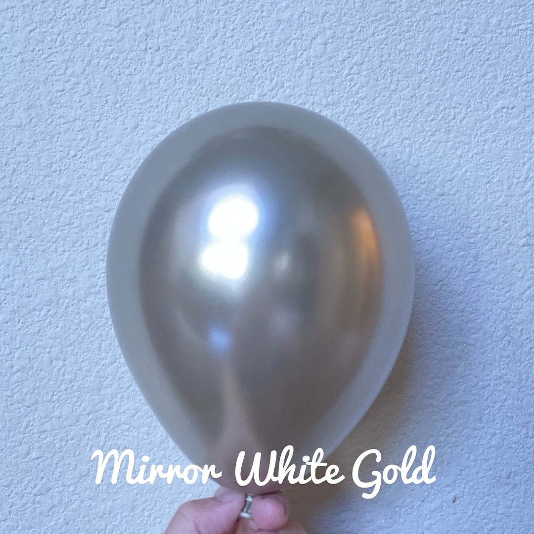 Chrome White Gold Latex Balloons ,5, 12 Mirror White Gold Baby Shower ...