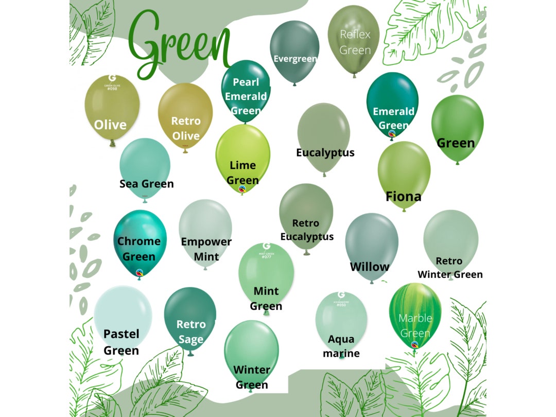 Green Biodegradable Latex Balloons, 5", 11", 17" &24" Mint Green Willow ...