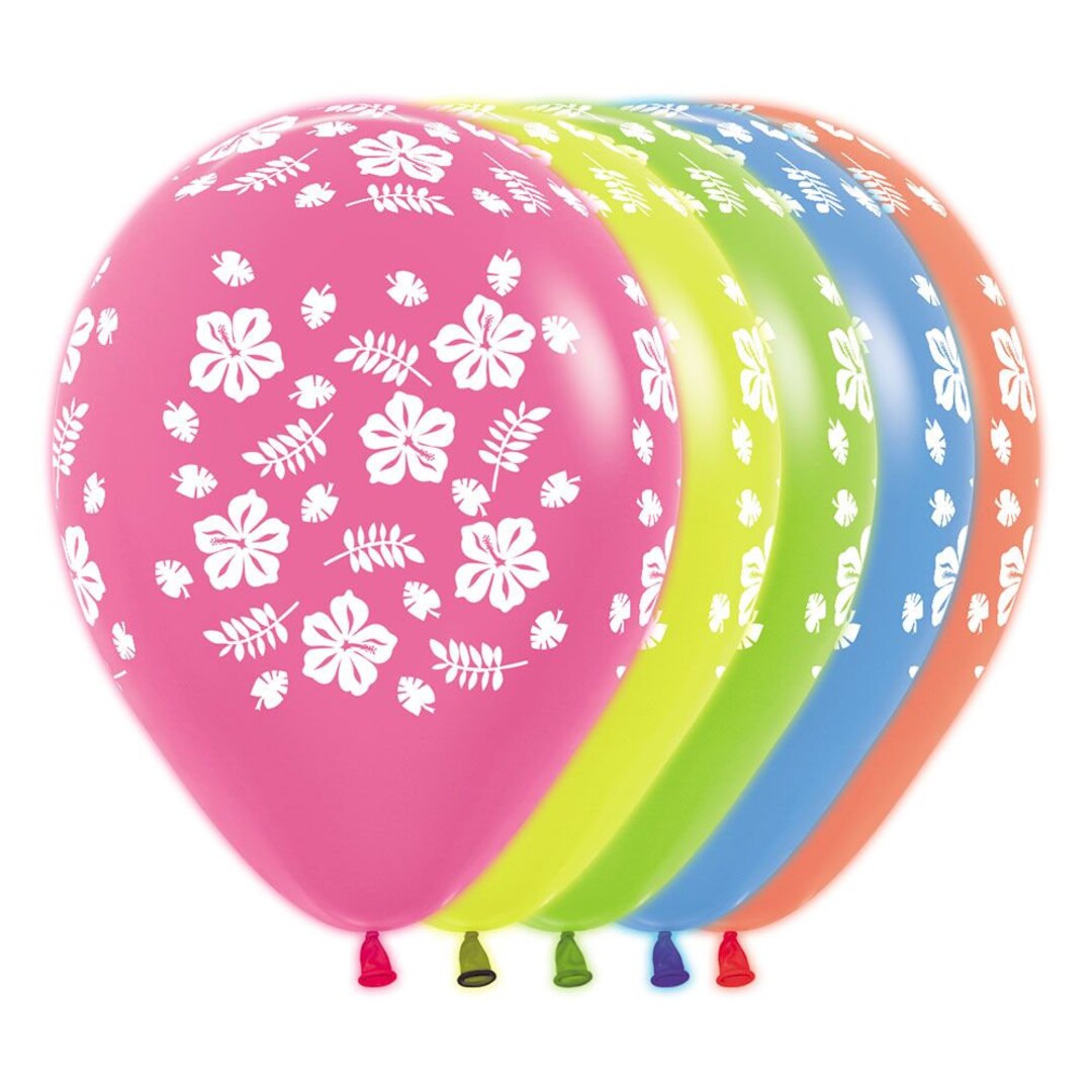 11" Summer Tropical Hawaiian Flower Print, Tropical Summer Balloons ...
