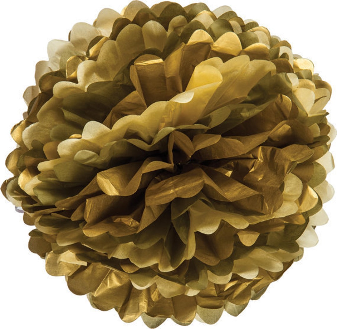 Metallic Gold Tissue Paper Pom Pom|, 8" 10", 14" Gold Birthday, Tissue ...