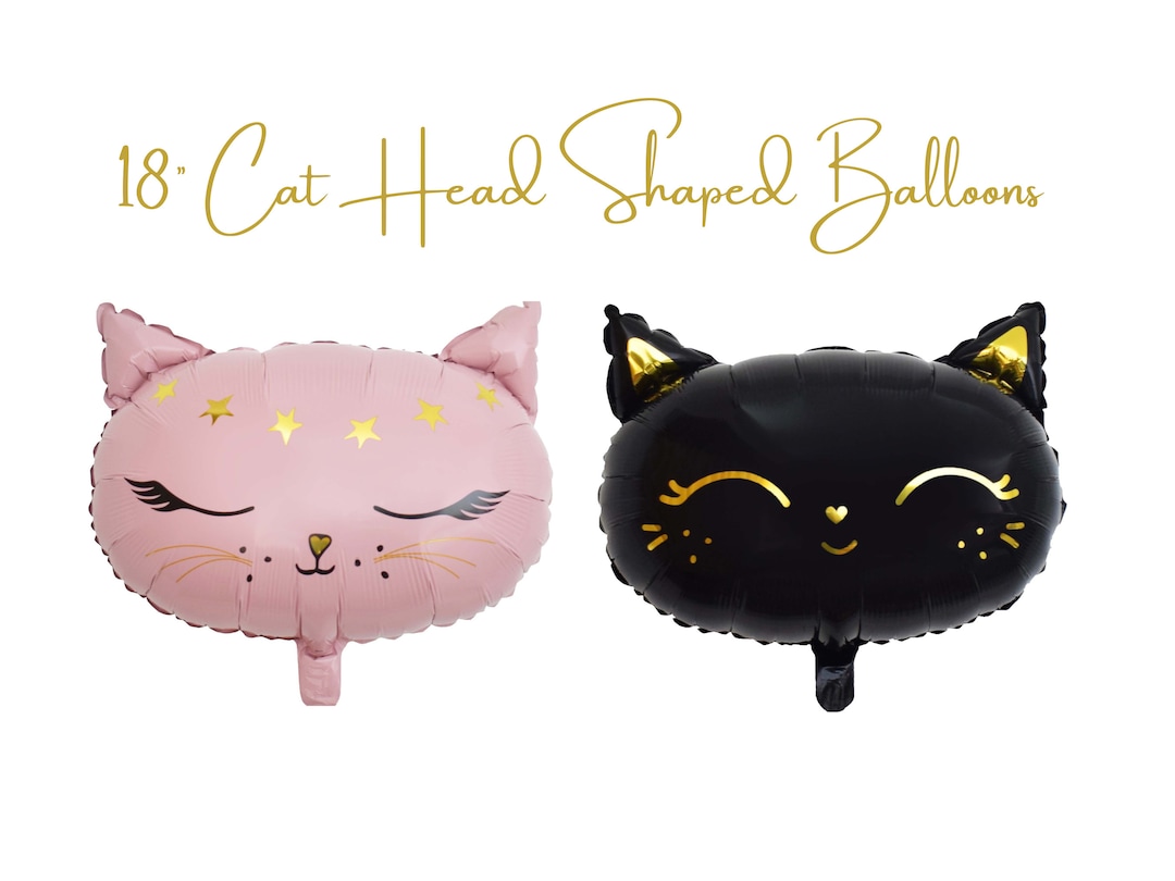 18"/19" Cat Foil Balloon, Kitty Cat, Pink Cat Giant Black Cat Halloween ...