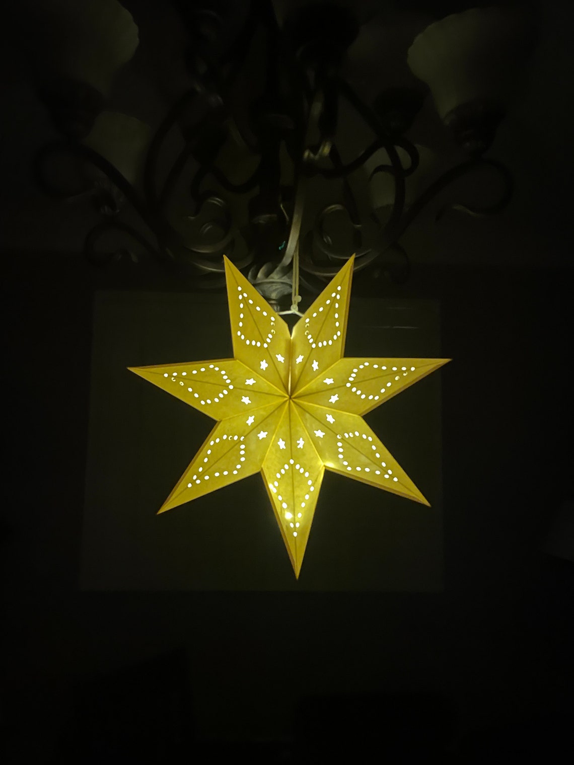 Hollow Star White Big 7 Point Star Star Paper Light Lantern | Etsy