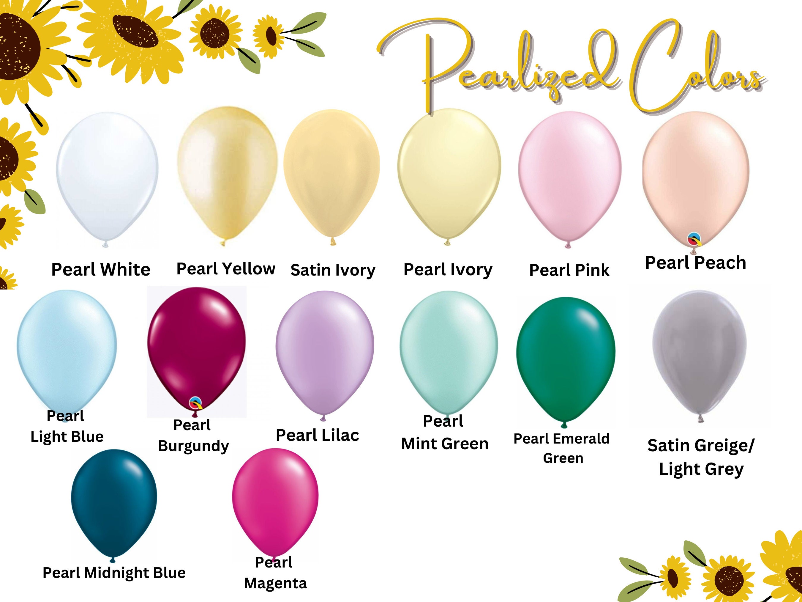 Pearl Colors Biodegradable Latex Balloons, 5", 11", Pearlized Balloons ...