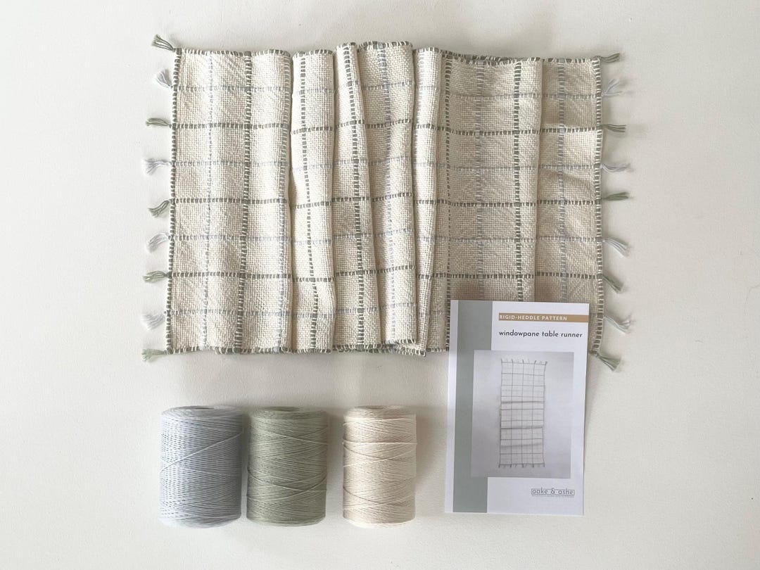 Weave Your Own Table Runner | Blue and Sage Windowpane Pattern | Rigid ...