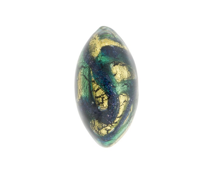 Murano Glass Bead, Aqua, Blue Aventurina 24kt Gold Foil Galaxy, 20mm ...
