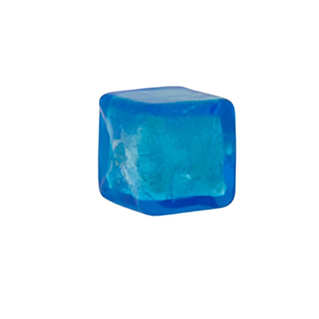 Aqua With Sterling Silver Foil Cube 6mm, Murano Glass Bead - Etsy