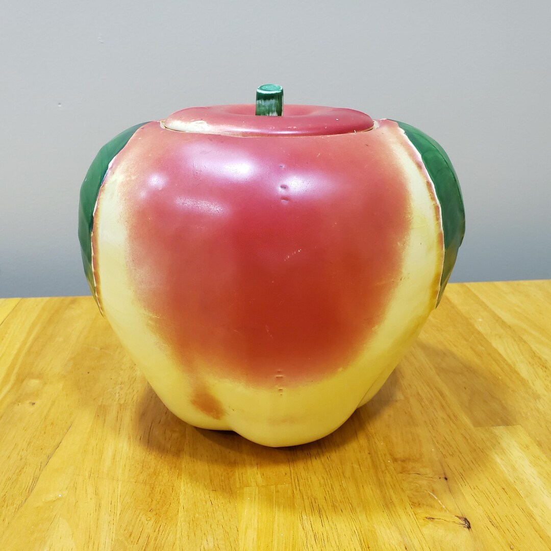 Hull Pottery Blushing Apple Cookie Jar Vintage Red Green Ceramic Apple ...