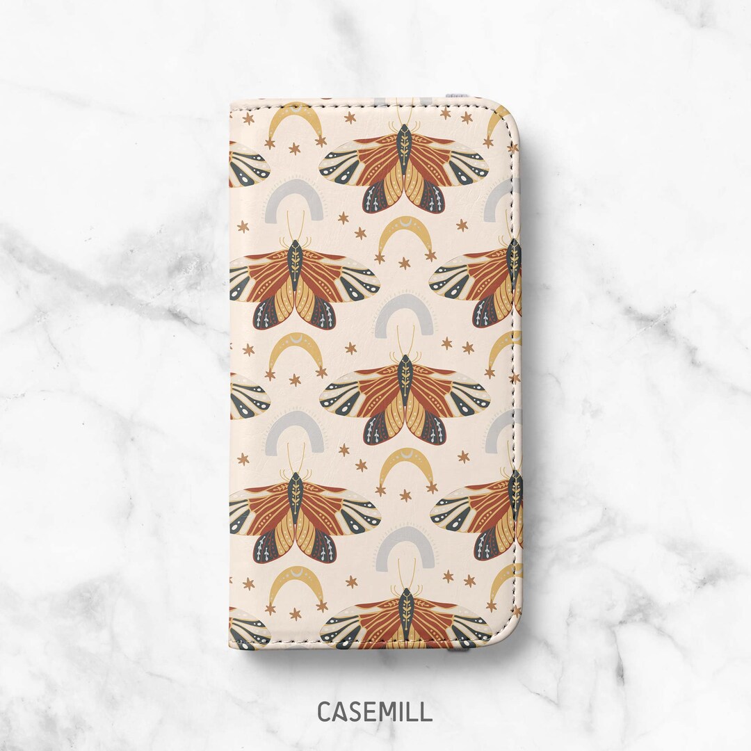 Lunar Moth iPhone Wallet Case: Boho Faux Leather Folio - Etsy