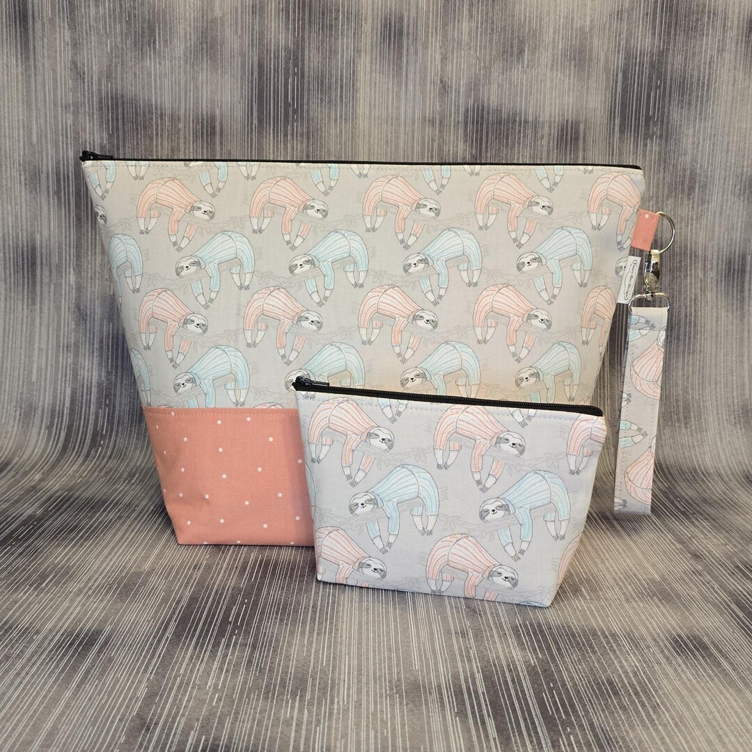 Large Sleepy Sloths in Pajamas Project Bag; Knitting Bag: Crochet Bag ...