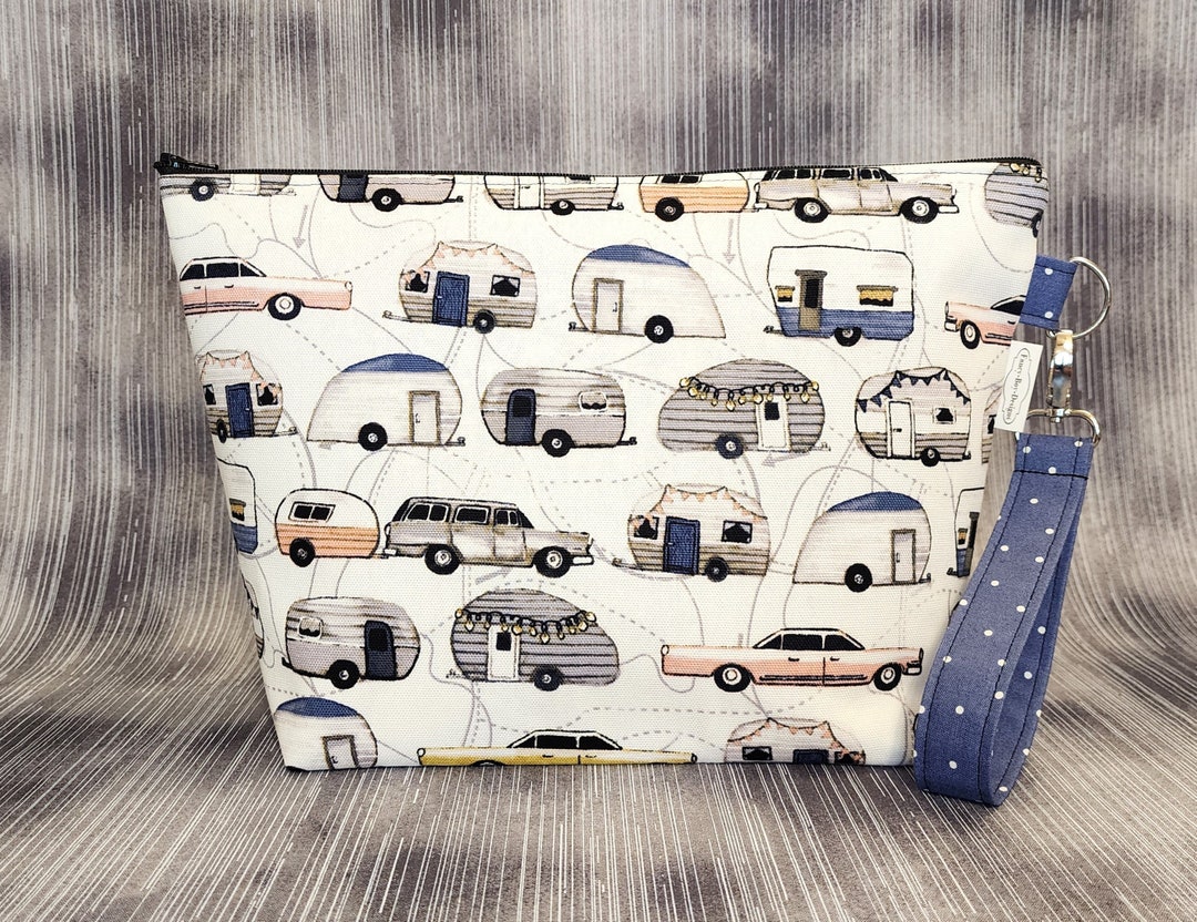 Old School Campers and Cars Project Bag; Medium Knitting Bag; Crochet ...