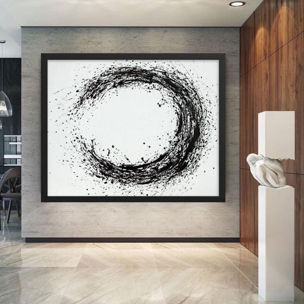 Black and White Circle Painting - Etsy