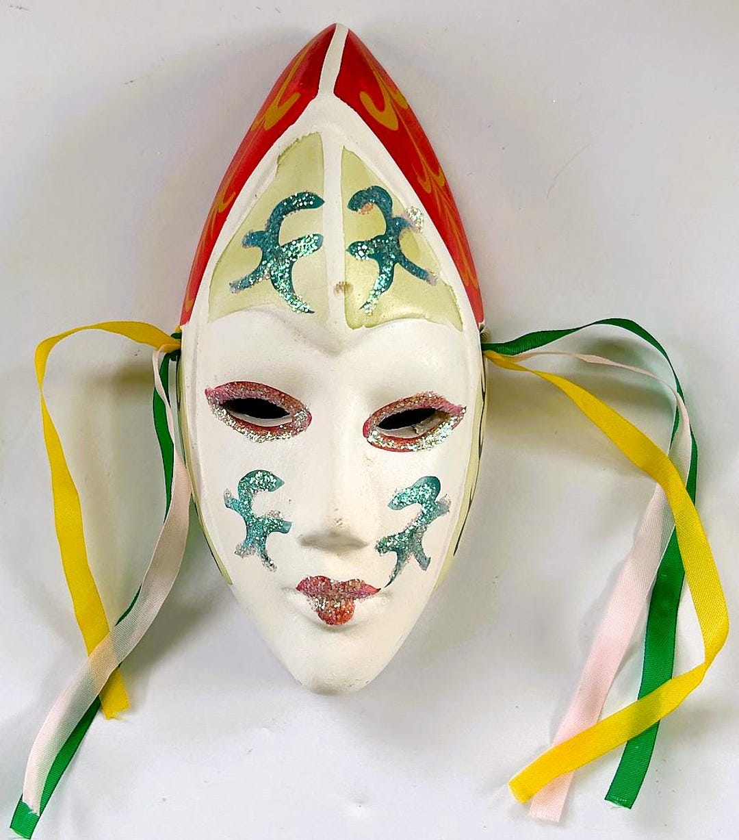 Vintage 1980s Ceramic Mardi Gras Mask, Hand-painted Glitter Accent - Etsy