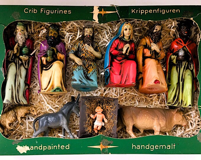 Vintage Nativity Set Friedel Bavaria 11 Figures in Original Box West ...