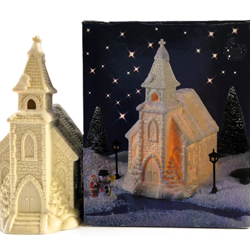 Lighted Ceramic Church - Etsy