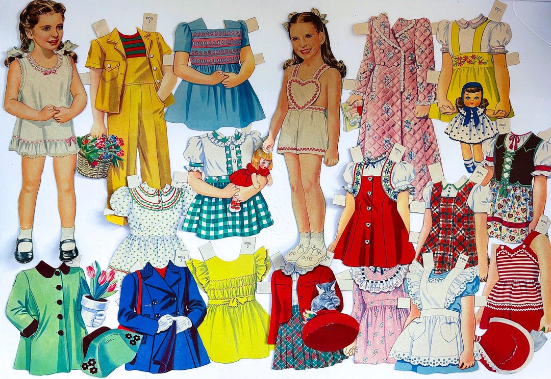 Vintage 1944 Margaret O'brien Paper Dolls: MGM Child Star, 19 Cut-out ...