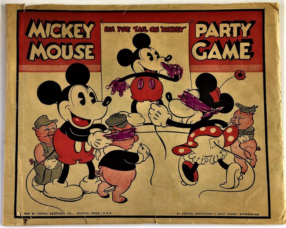 1933 Pin the Tail on Mickey Mouse Party Game by Marks Bros ~ Vintage ...
