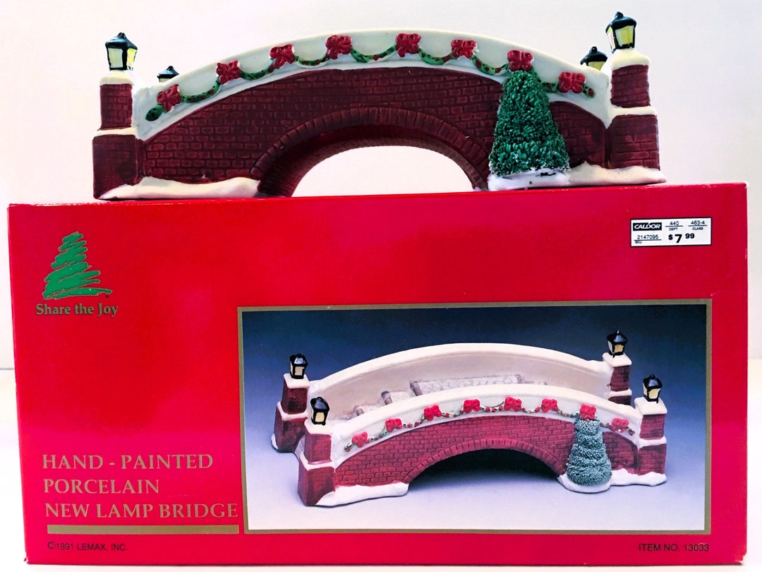 Vintage 1991 LEMAX Porcelain Lamp Bridge: Christmas Village Accessory ...