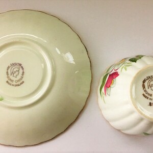 Vintage 1950 JASON Fine Bone China CHRISTMAS ROSE Tea Cup & Saucer Made ...