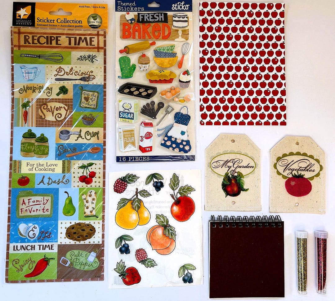Cooking & Recipe Scrapbook Lot: Stickers, Album, Embellishments (55 Pcs ...