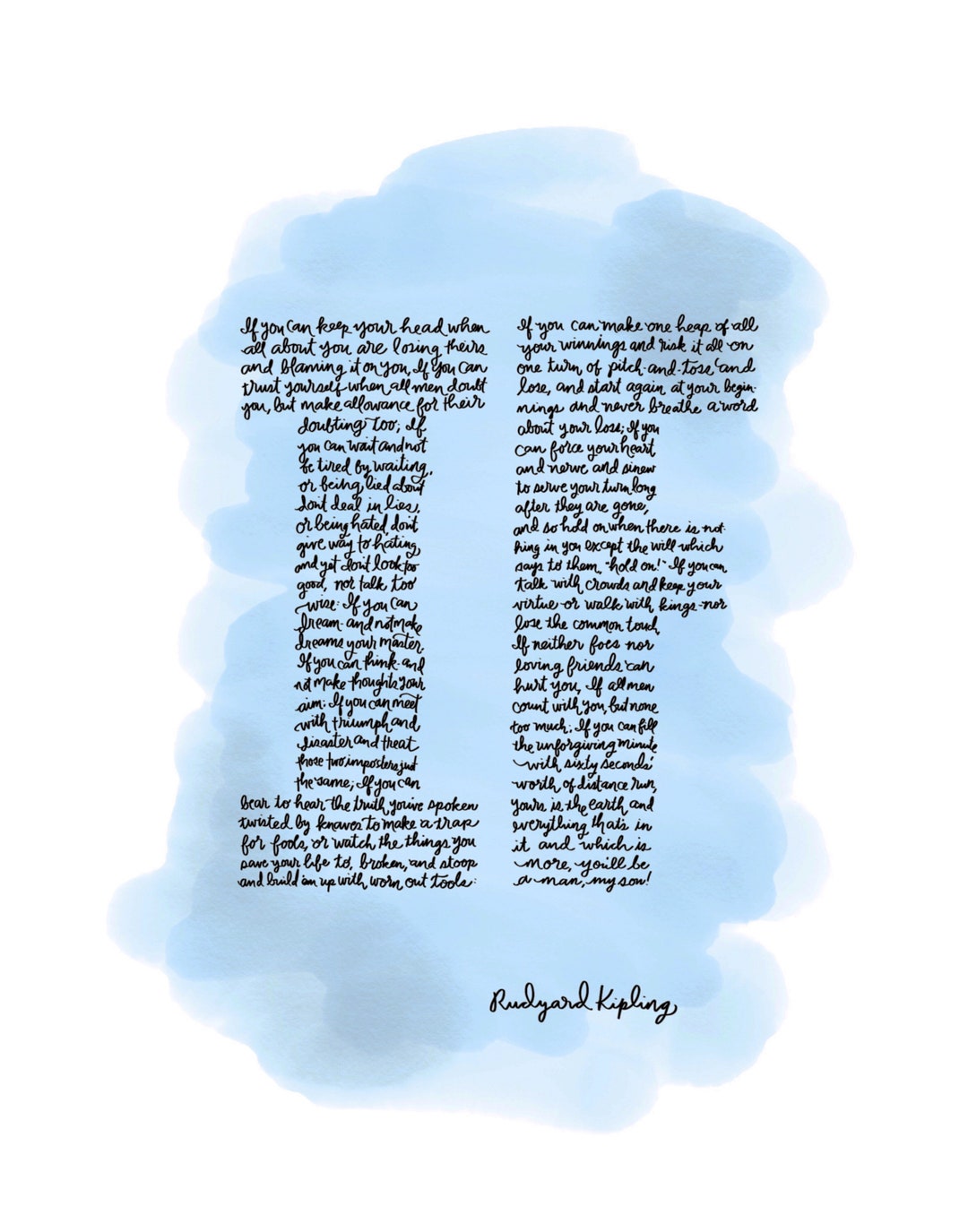 Art Print IF Rudyard Kipling WATERCOLOR Background Modern Poem Art ...