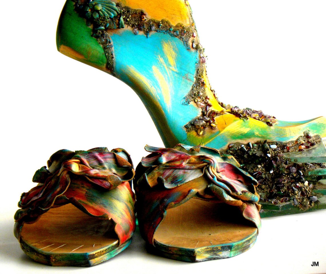 Greek Handmade Leather Sandals, Women Sandals, Handpainted Sandals ...