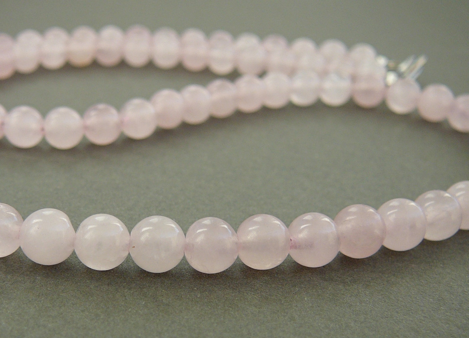 Rose Quartz Bead Necklace 6mm Natural Rose Quartz Choker Heart | Etsy