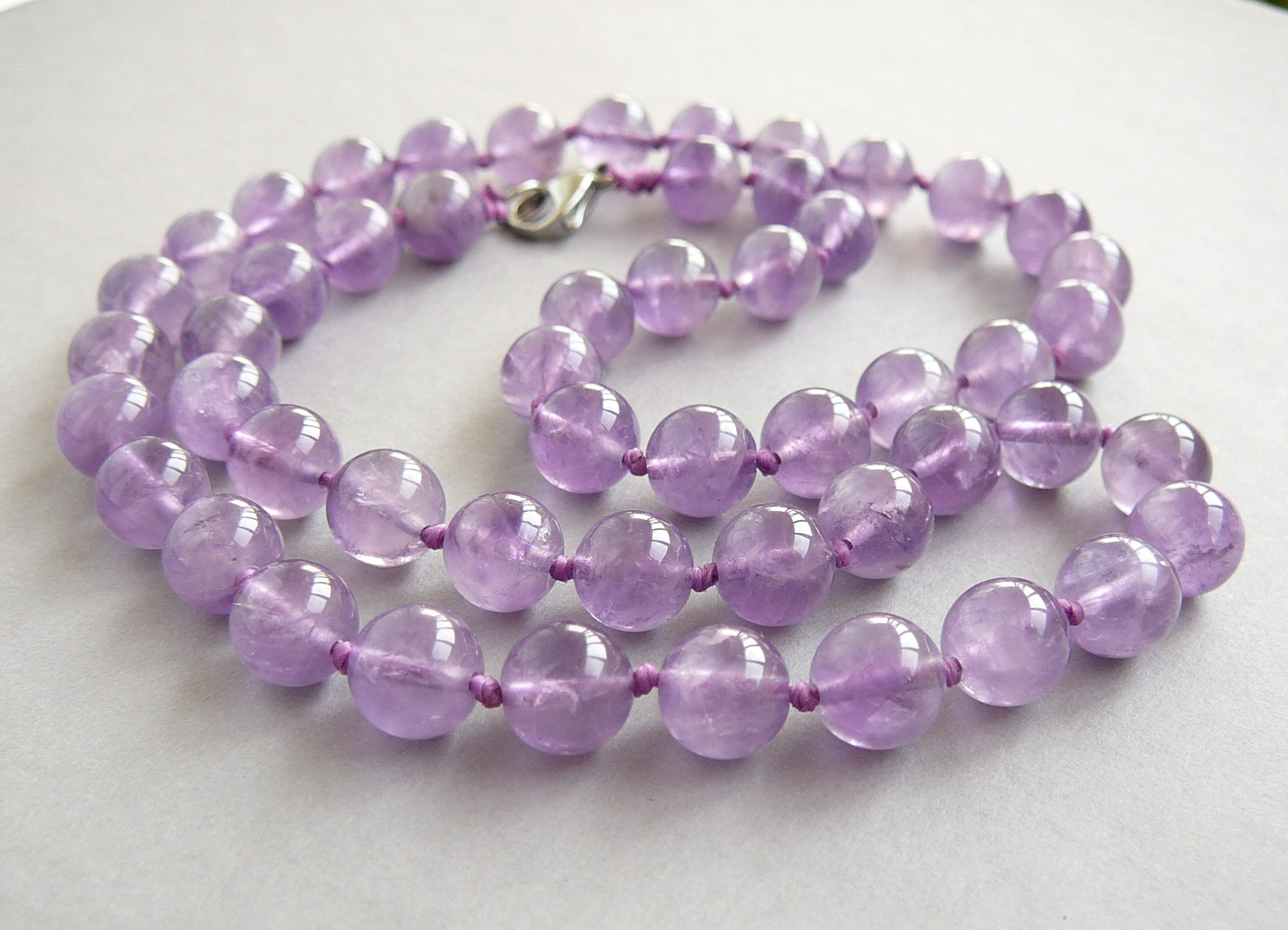 Amethyst Necklace Amethyst Beaded Jewelry for Women 8mm | Etsy