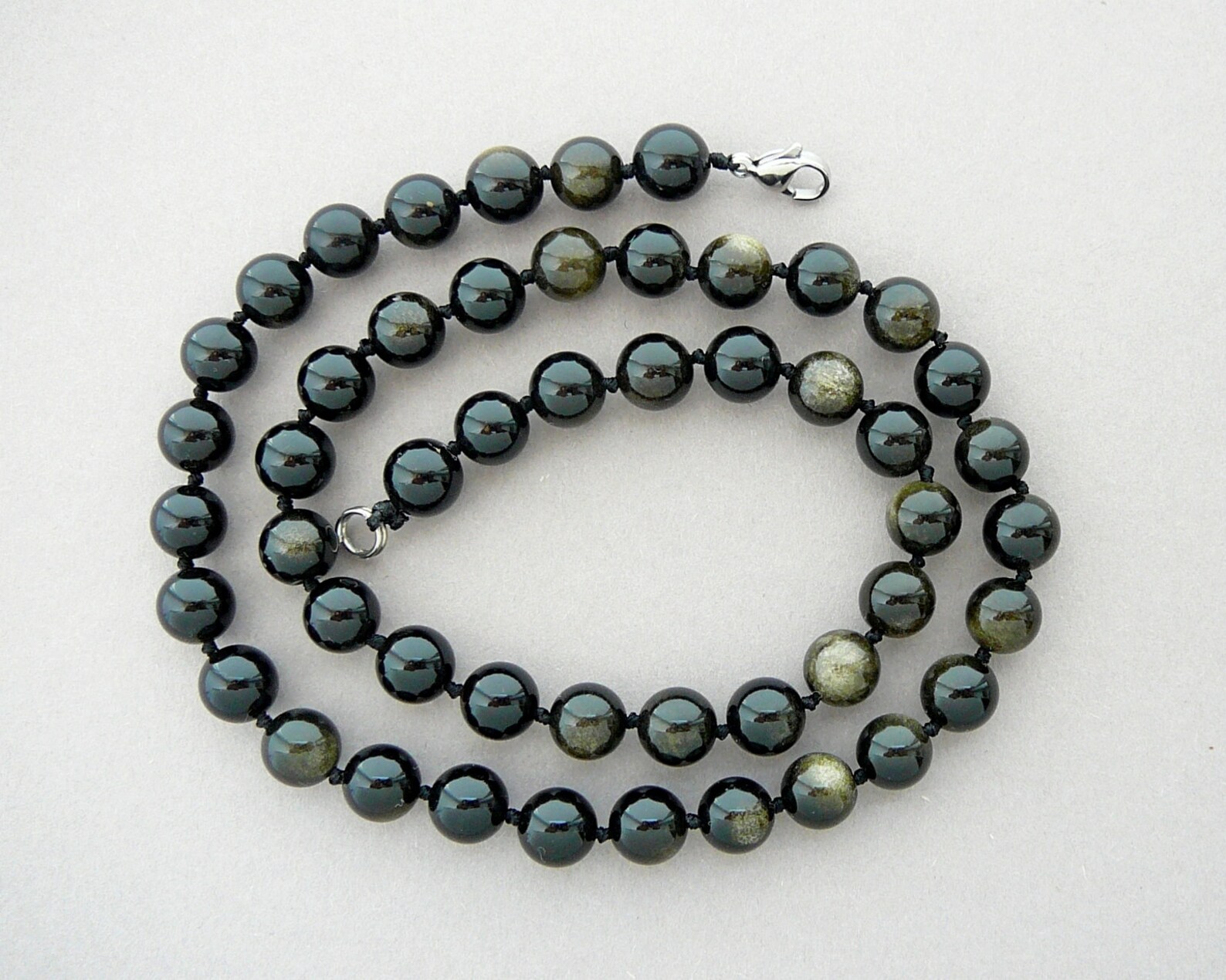 Obsidian Bead Necklace Men's Obsidian Choker Natural - Etsy