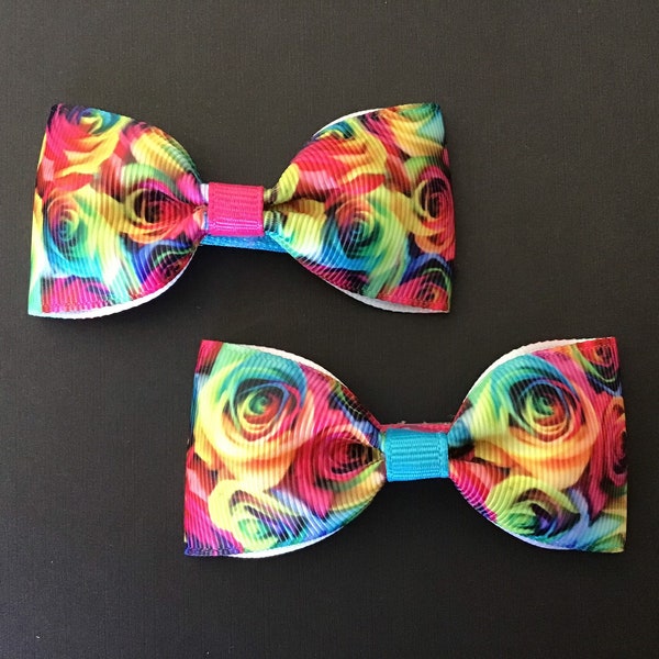 Rainbow Hair Bow - Etsy