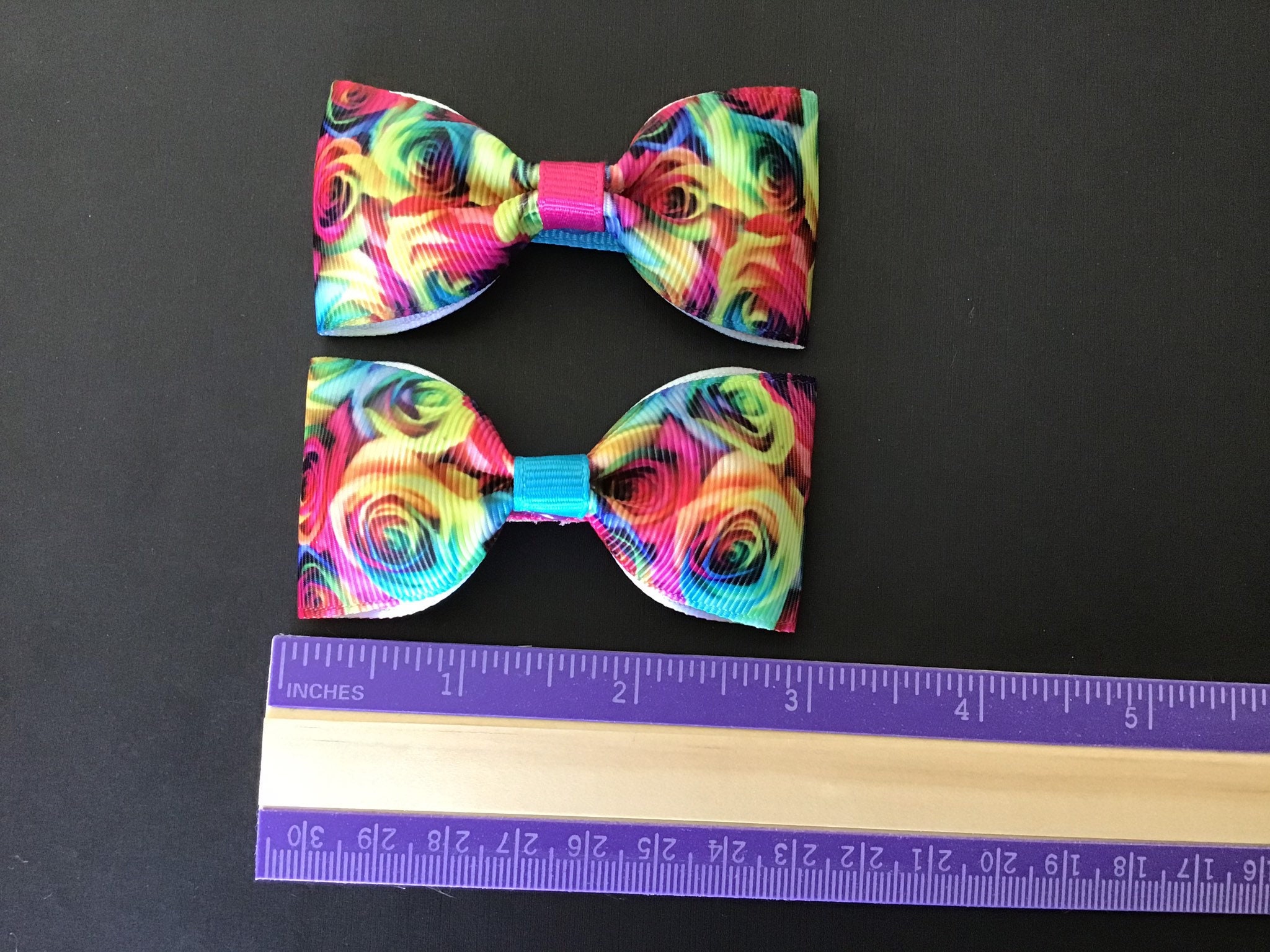 Brightly Colored Rainbow Roses Hair Bow Pair - Etsy