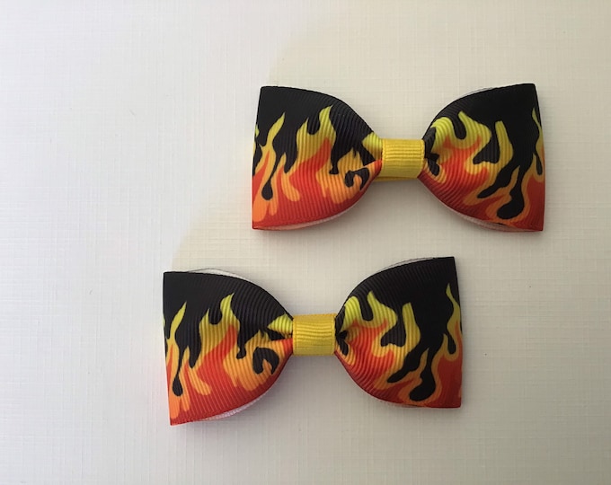 Roaring Fire Hair Bow Pair - Etsy